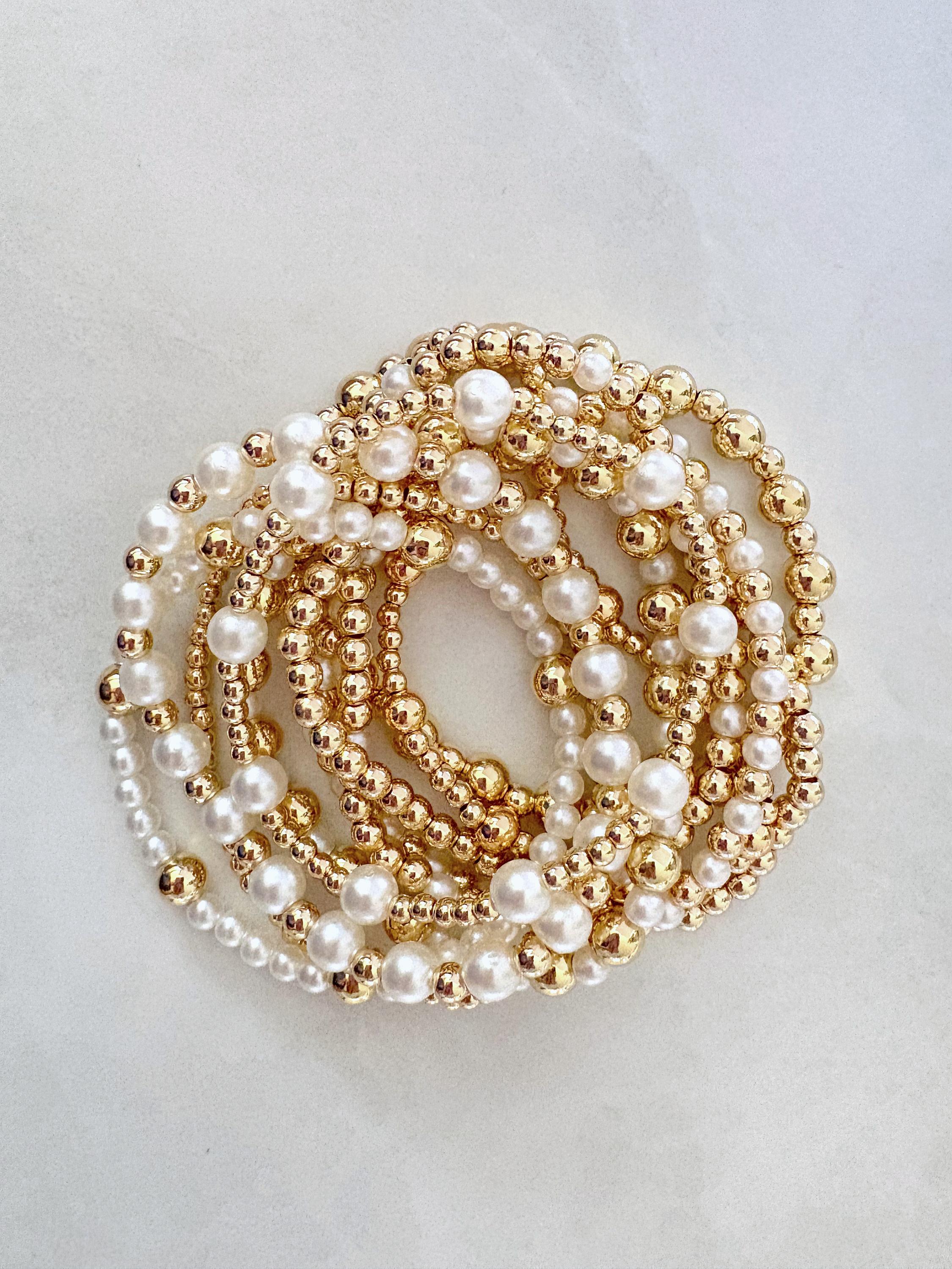 The Gold Pearl Collection | 14k Gold Plated Bracelet | Pearl Bracelet ...