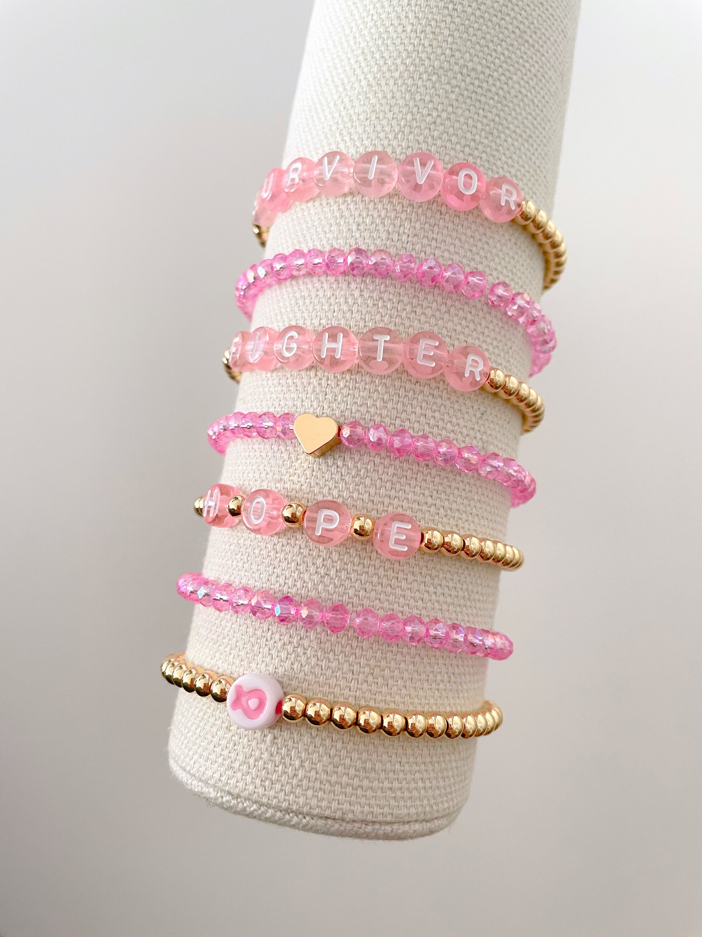 Breast Cancer Awareness Bracelets Pink Ribbon Bracelets - Etsy