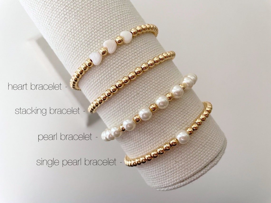Pearl Stacking Collection Pearl Beaded Bracelets 14k Gold - Etsy