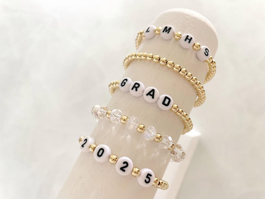 The Graduation Collection | Graduation Bead Bracelet | 14k Gold Plated ...