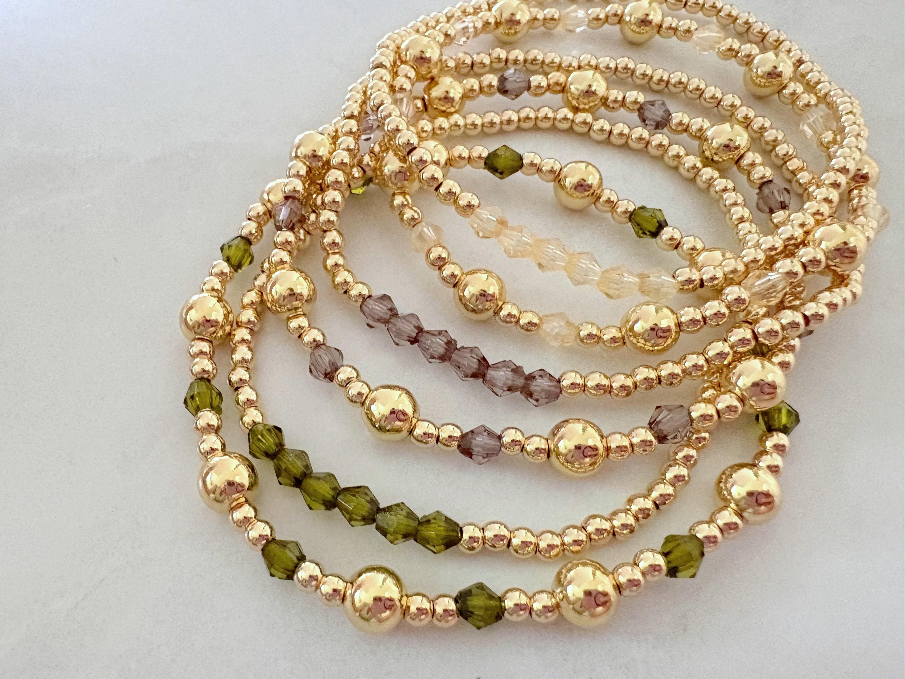 The Mixed Crystal Collection | Crystal Bead Bracelet | Gold Bead ...