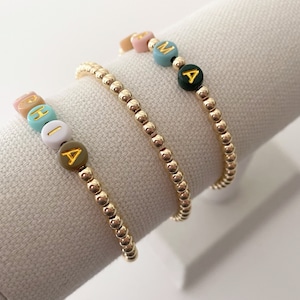 Colorful Letter Bead Bracelets | 14k Gold Bead Bracelets | Name ...