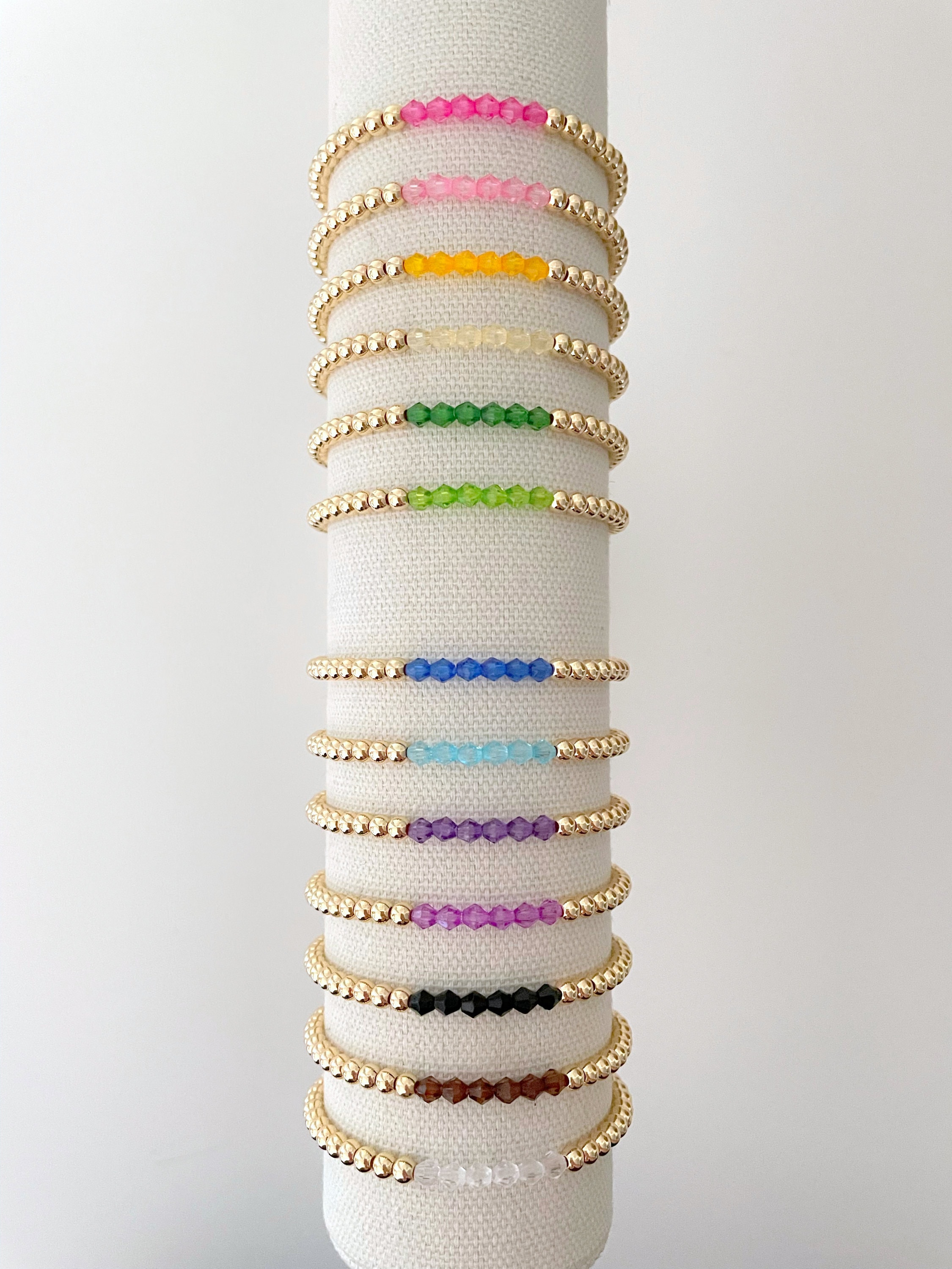 14k Gold Color Block Bracelets | Stacking Bracelets | Stretch Bracelet ...