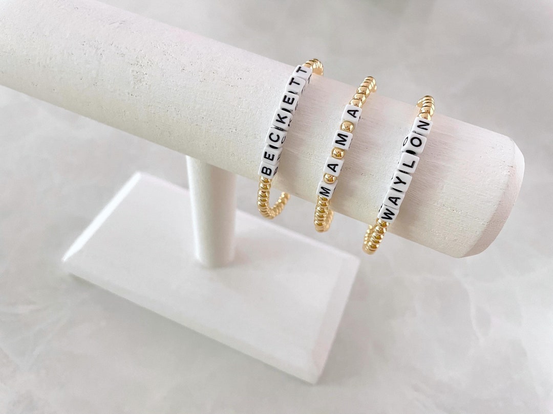 Square Letter Bead Name Bracelet | Block Letter Beads | Name Bracelets ...