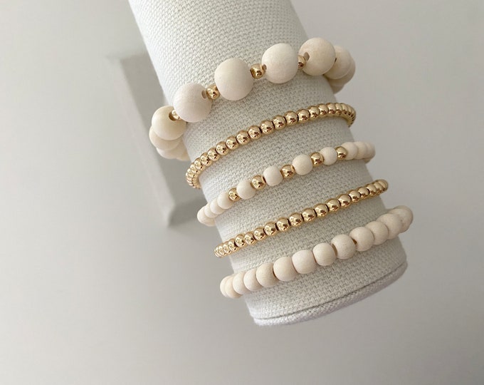 14k Gold Pearl Stacking Bracelets Pearl Bracelets Stacking - Etsy
