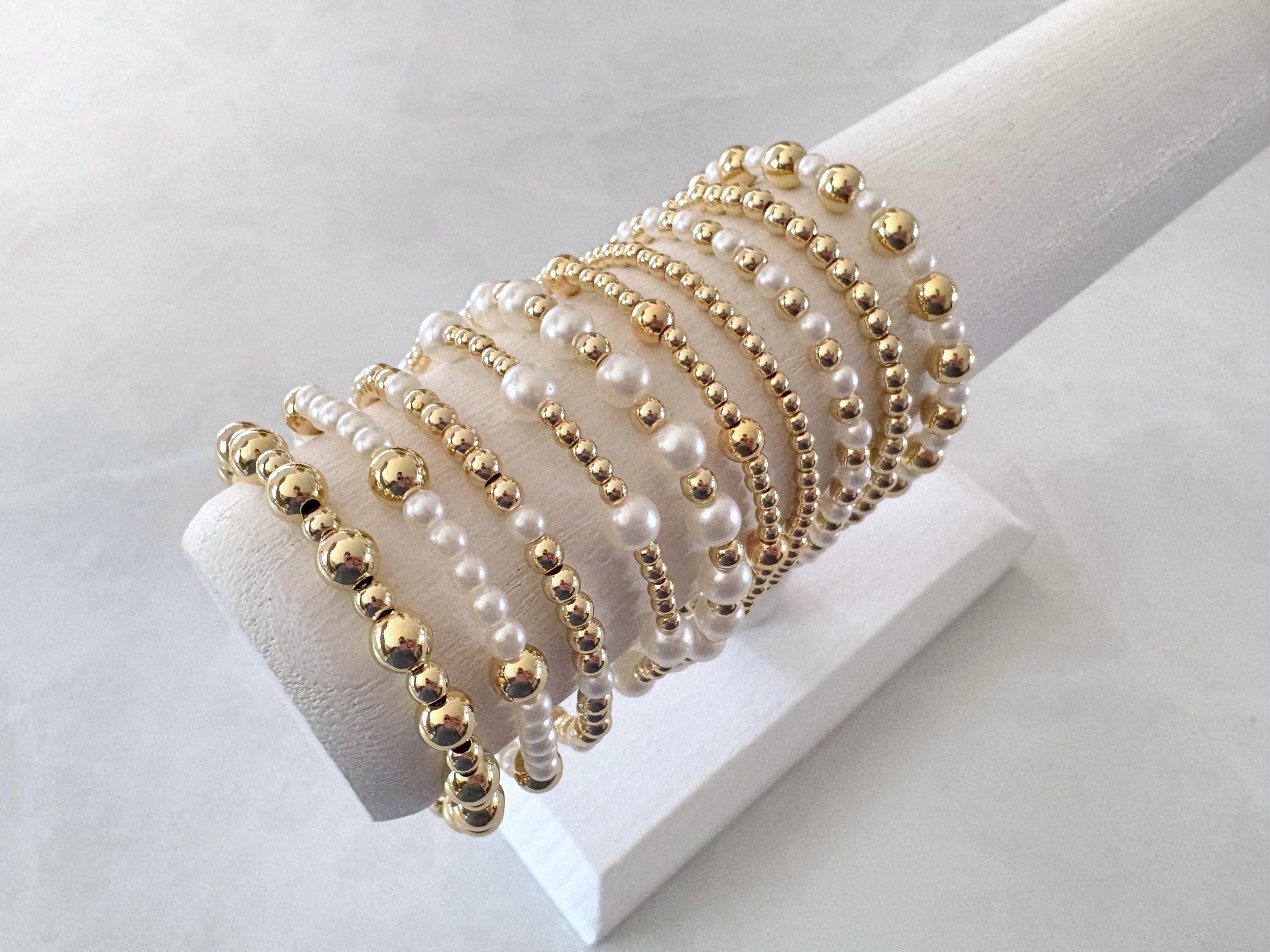 The Gold Pearl Collection | 14k Gold Plated Bracelet | Pearl Bracelet ...