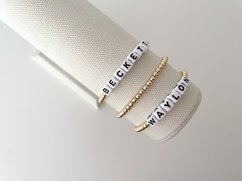 Square Letter Bead Name Bracelet Block Letter Beads Name - Etsy