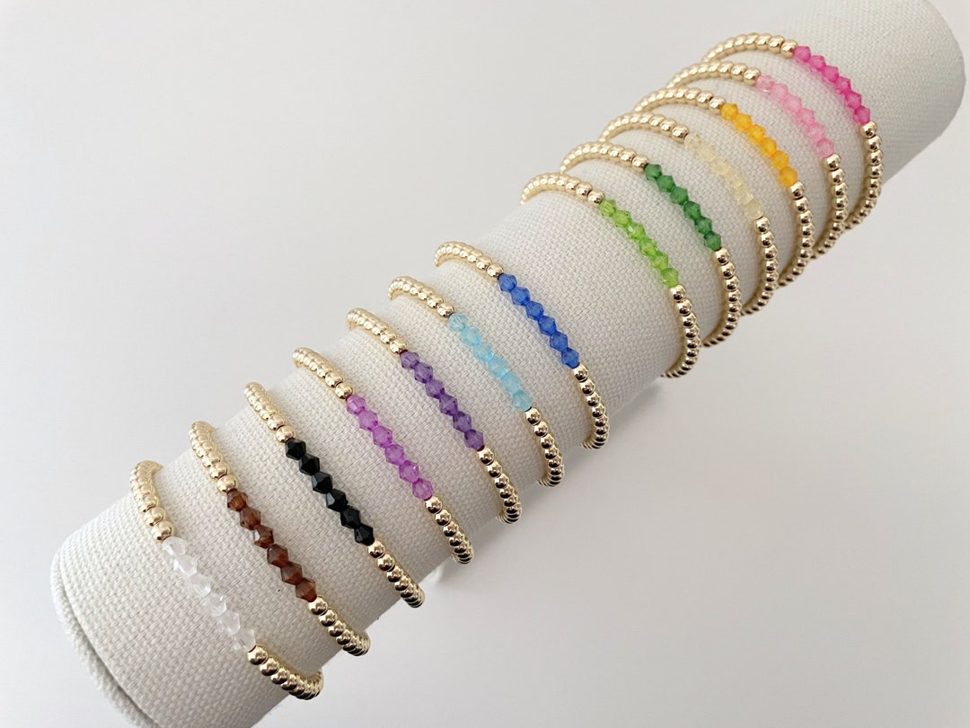 14k Gold Color Block Bracelets | Stacking Bracelets | Stretch Bracelet ...