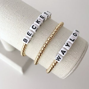 Square Letter Bead Name Bracelet Block Letter Beads Name Bracelets Word ...