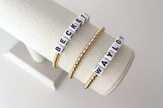 Square Letter Bead Name Bracelet Block Letter Beads Name - Etsy