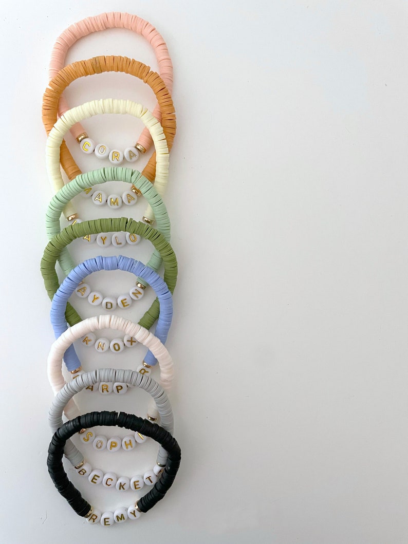 Gold Disc Heishi Name Bracelet | Heishi Beaded Bracelet | Custom Name ...