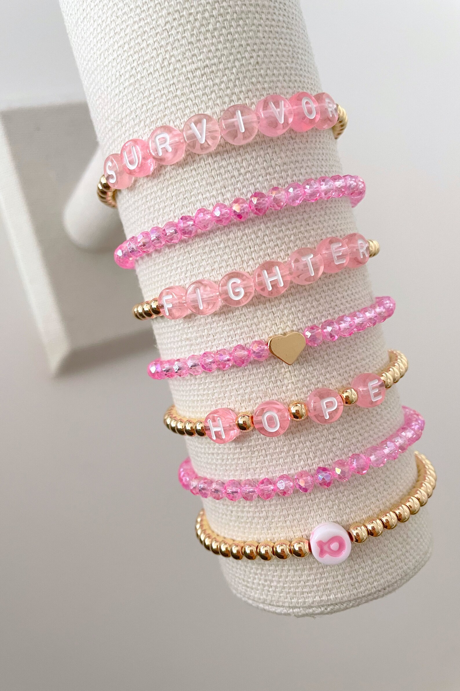 Breast Cancer Awareness Bracelets Pink Ribbon Bracelets - Etsy