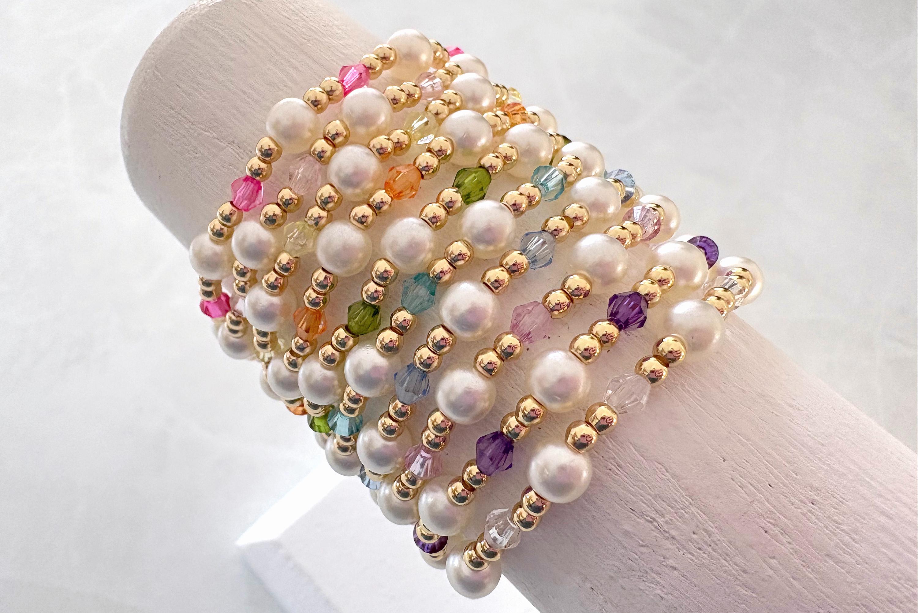 The Spring Pearl Collection | Pearl Bead Bracelet | Crystal Bead ...