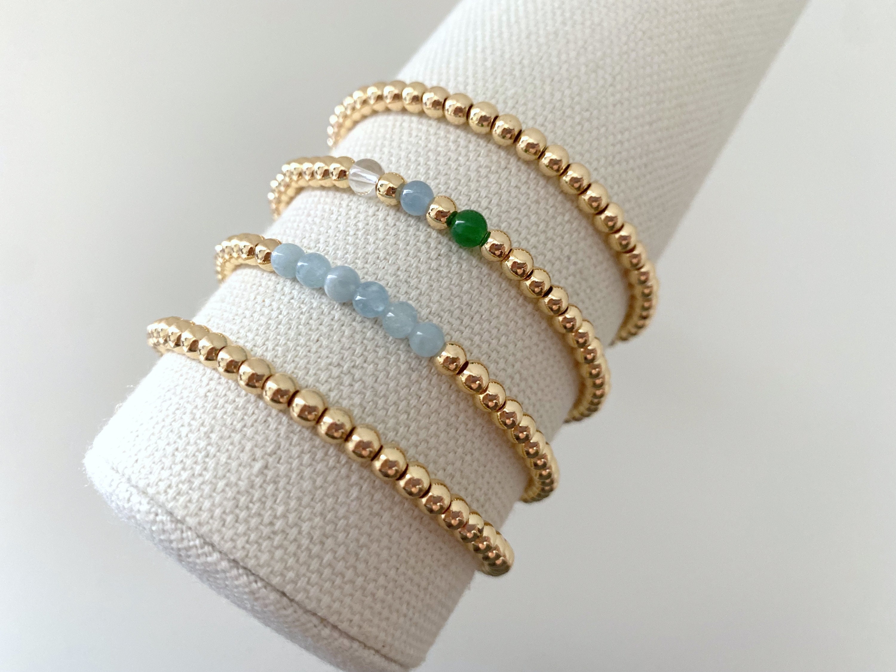 Custom Birthstone 14k Gold Bracelets Stacking Bracelets | Etsy