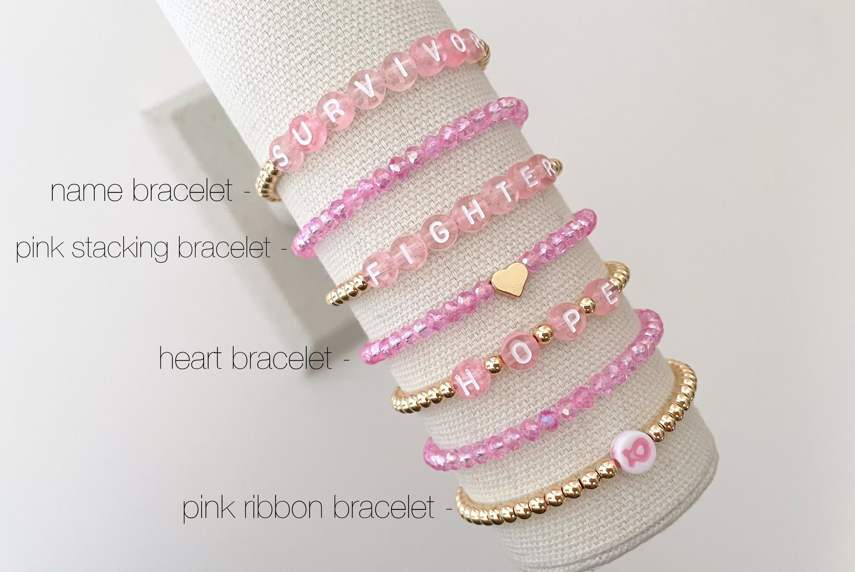 Breast Cancer Awareness Bracelets Pink Ribbon Bracelets - Etsy