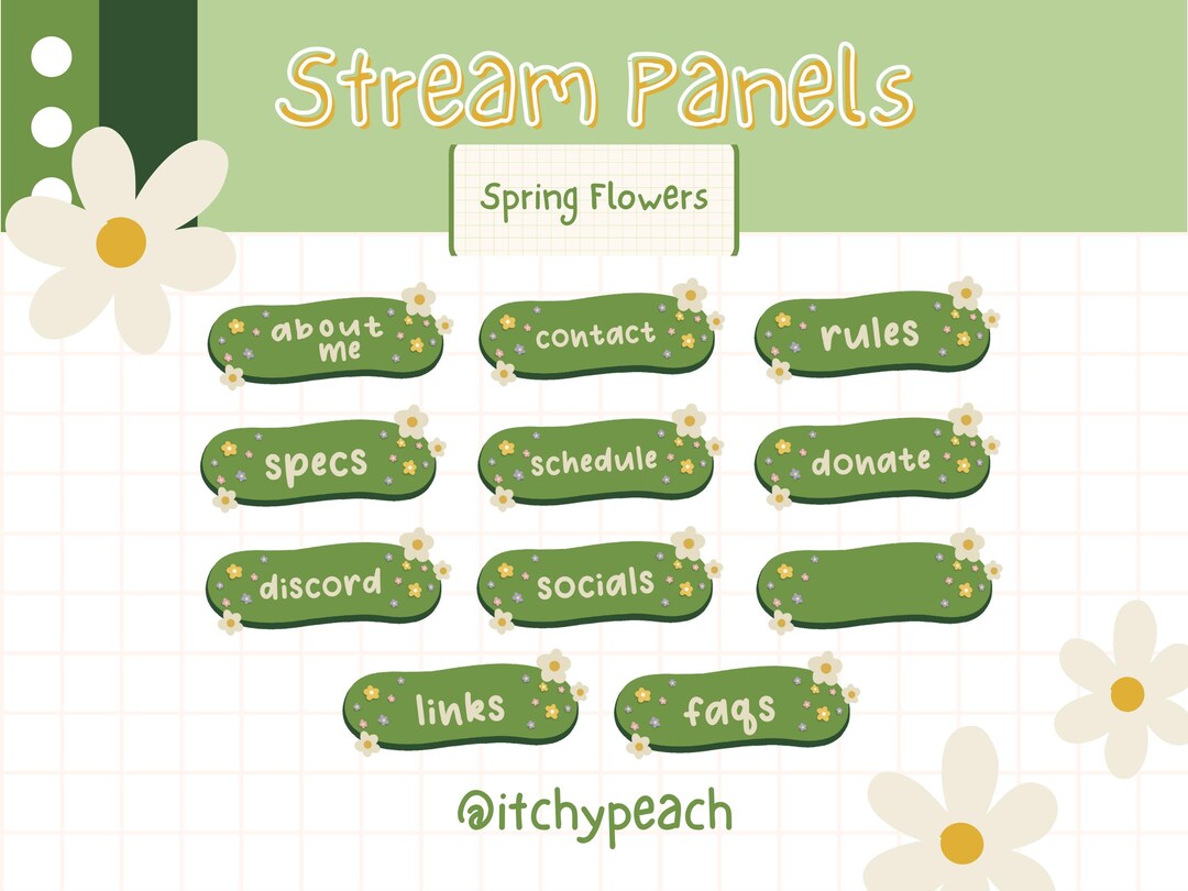 11 Spring Flower Twitch Stream Panels / Cute / Nature / Kawaii ...