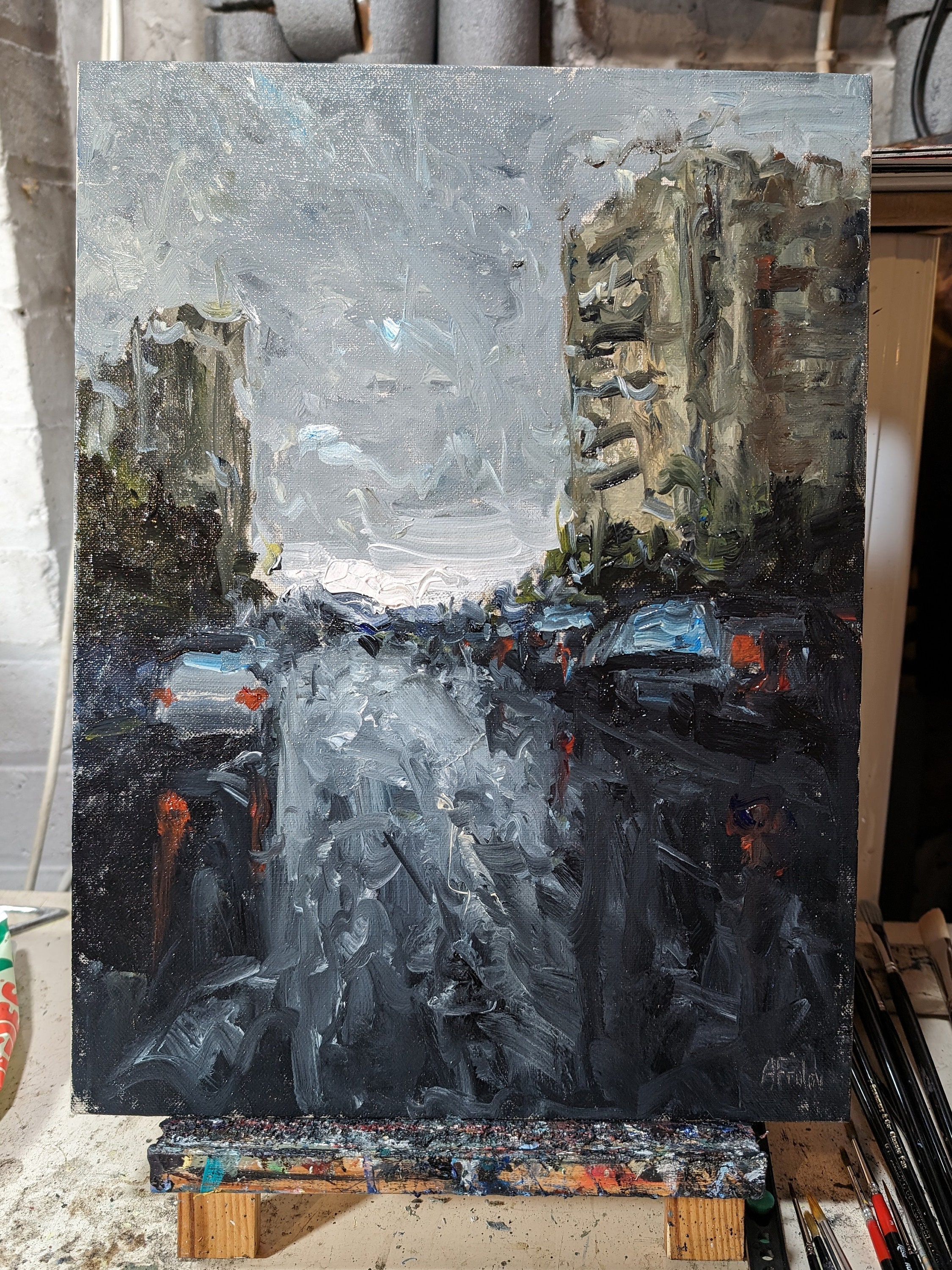 Heavy Sky, Original Handmade Oil Painting on Linen Board, Impressionism ...