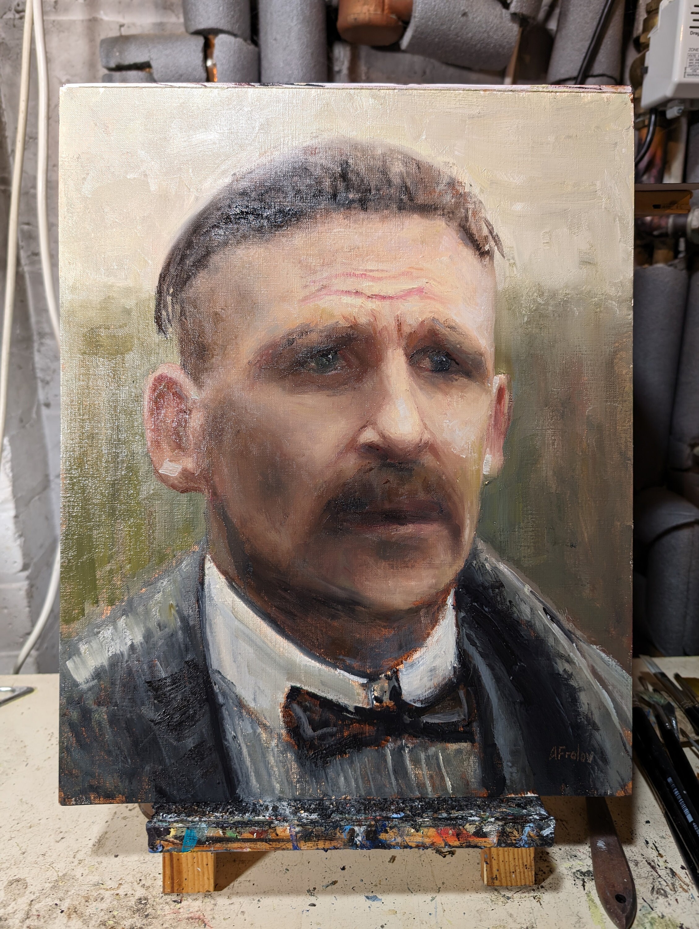 Arthur, Original Handmade Oil Painting on Board, Impressionism, Wall ...