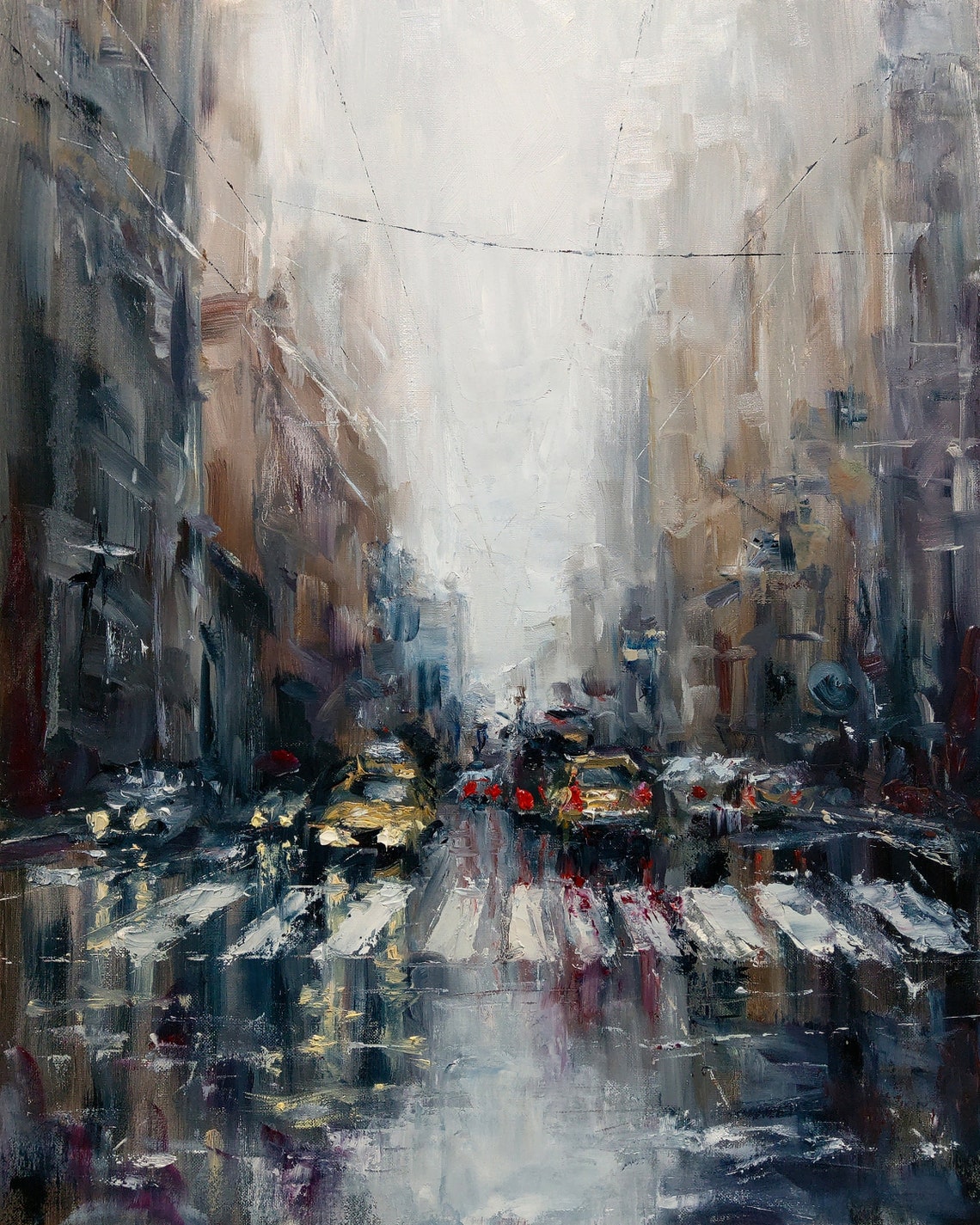 Rainy NY, Contemporary Impressionism, Downloadable Original Oil ...