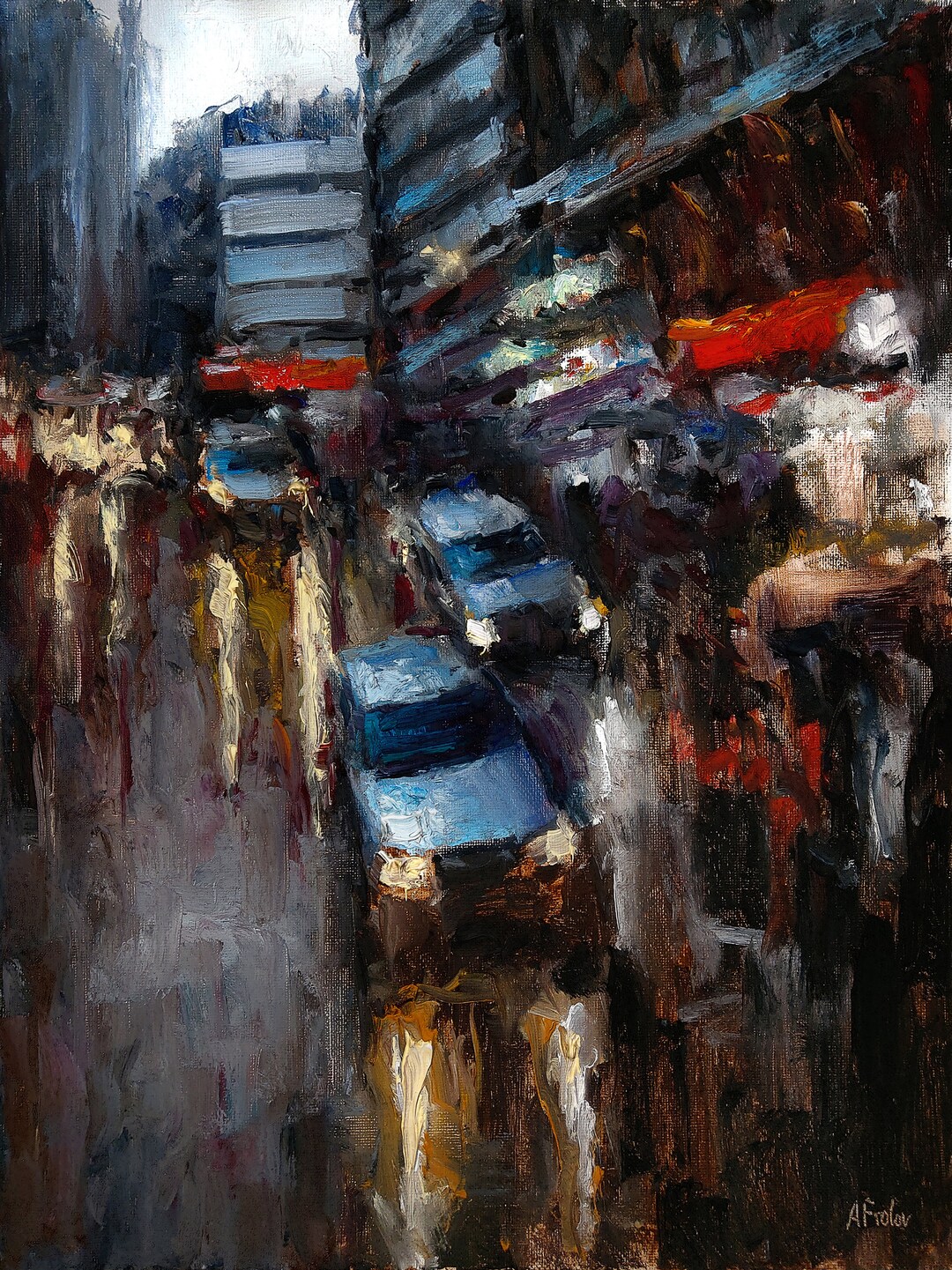 City Cars, Original Handmade Oil Painting on Canvas Board ...