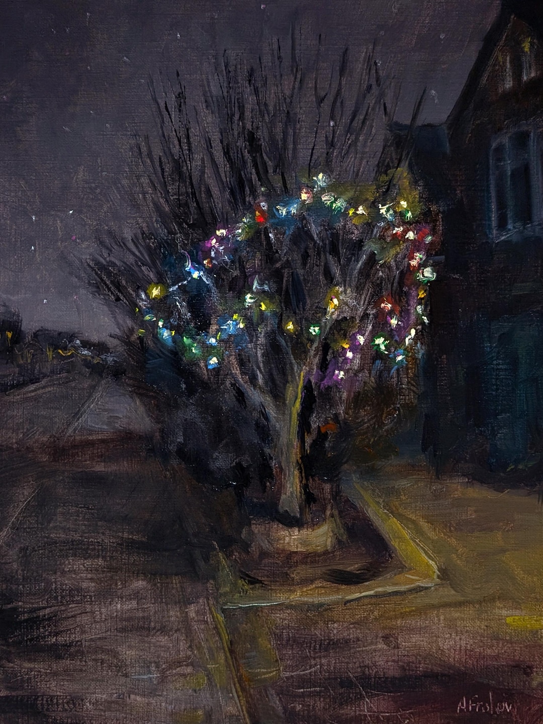 Lights, Oil Painting 9"x12", Original Handmade Oil Painting on Board ...