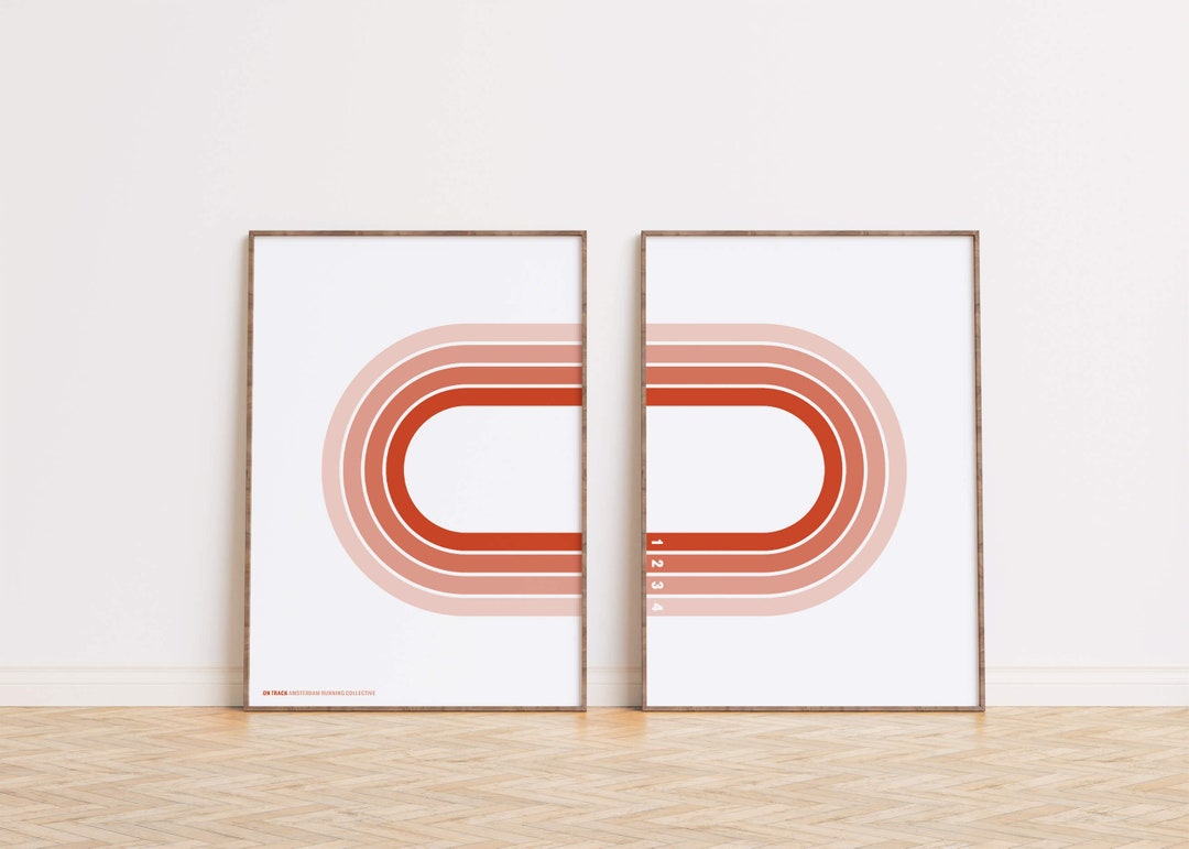 Set of 2 Running Prints • Running Posters • Athletics Track • Sports ...