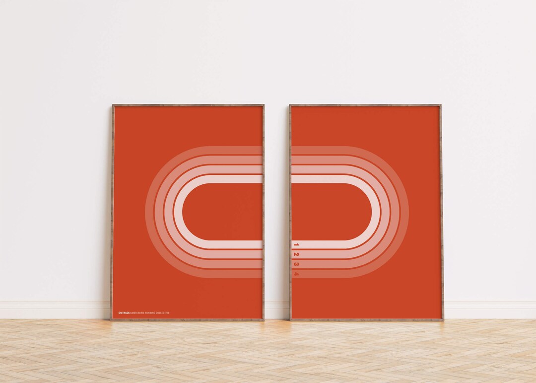 Set of 2 Running Prints • Running Posters • Athletics Track • Sports ...