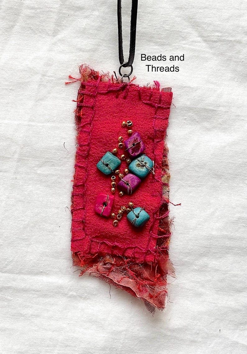 Handmade Fabric Charms: Two Sided Unique Textile Sculpture Pendants - Etsy