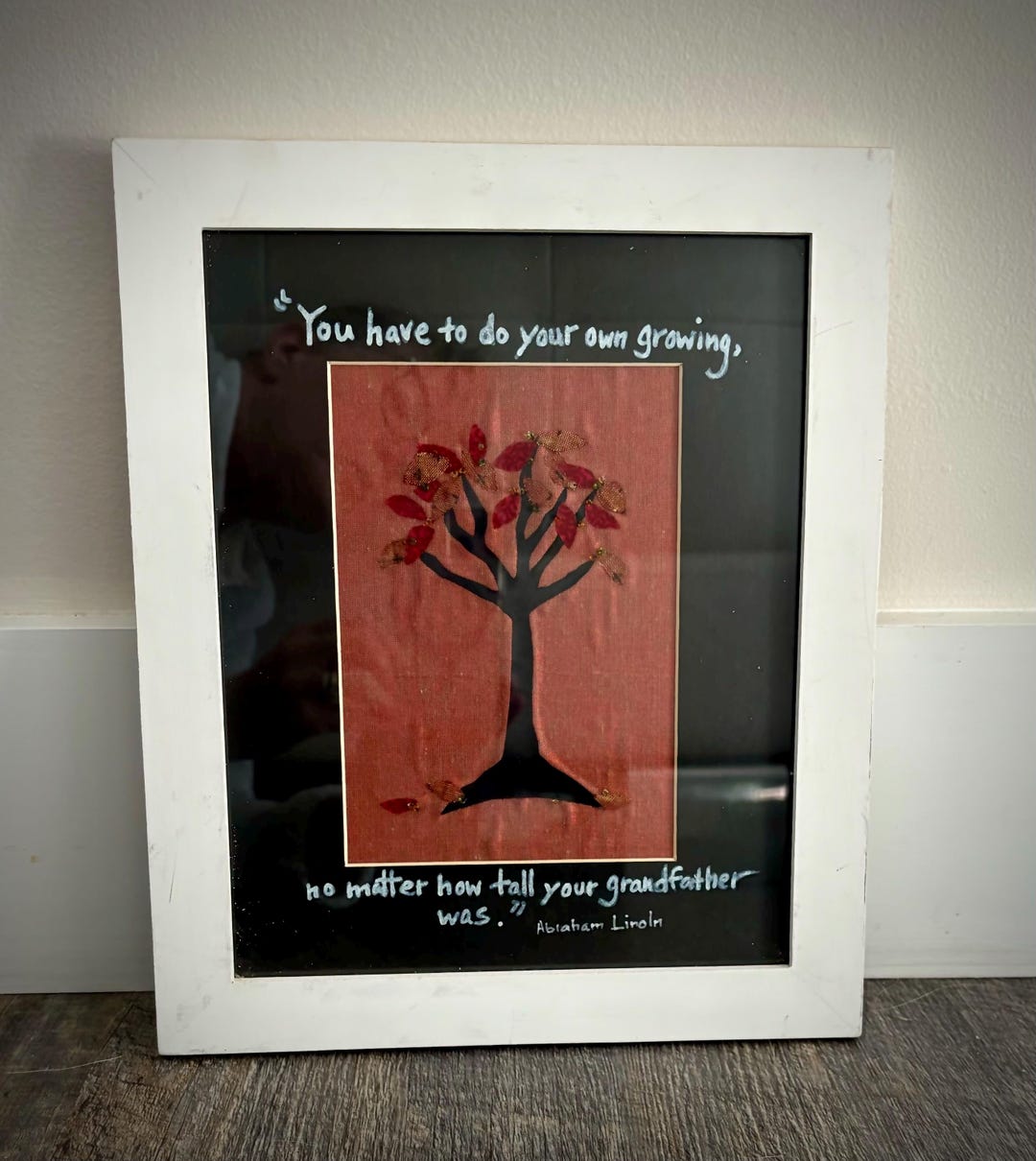 Framed Quotation With Fabric Applique, Original Design, OOAK Home Decor ...