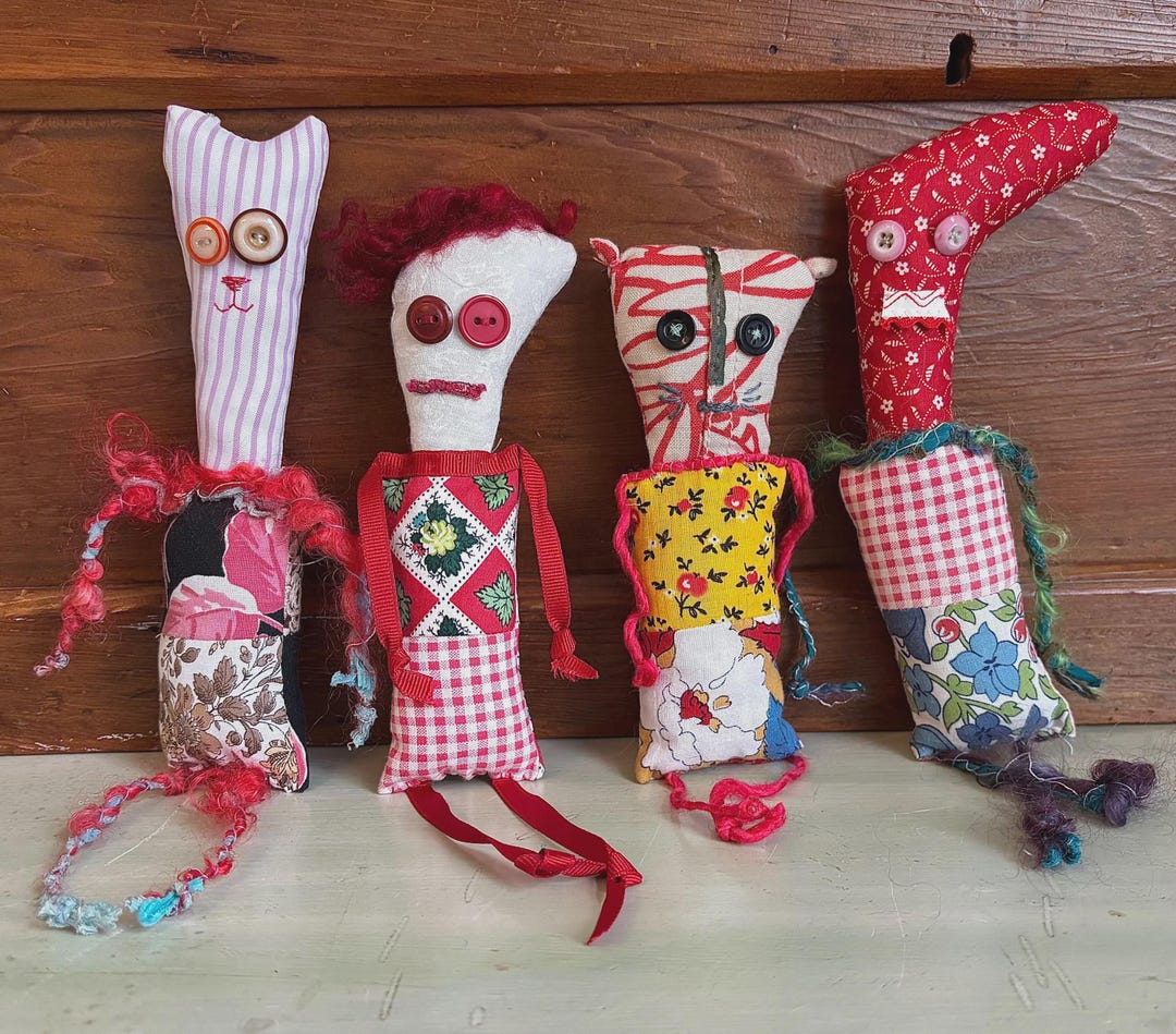 Handmade Scrappy Doll: Upcycled Fabric Toy, Cheery Gift - Etsy