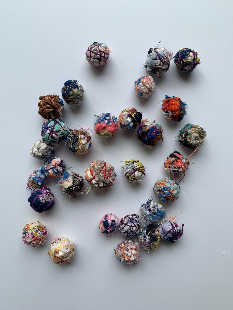 Fabric Bead Set: Colorful Cloth Beads for Jewelry, Embellishments - Etsy