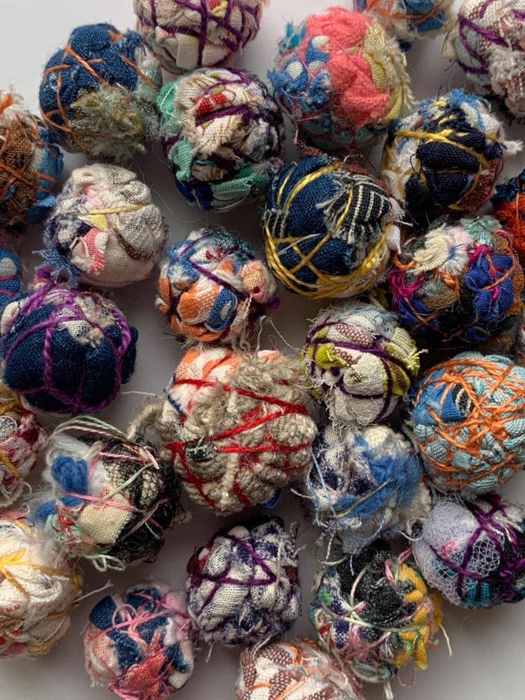 Fabric Bead Set: Colorful Cloth Beads for Jewelry, Embellishments - Etsy