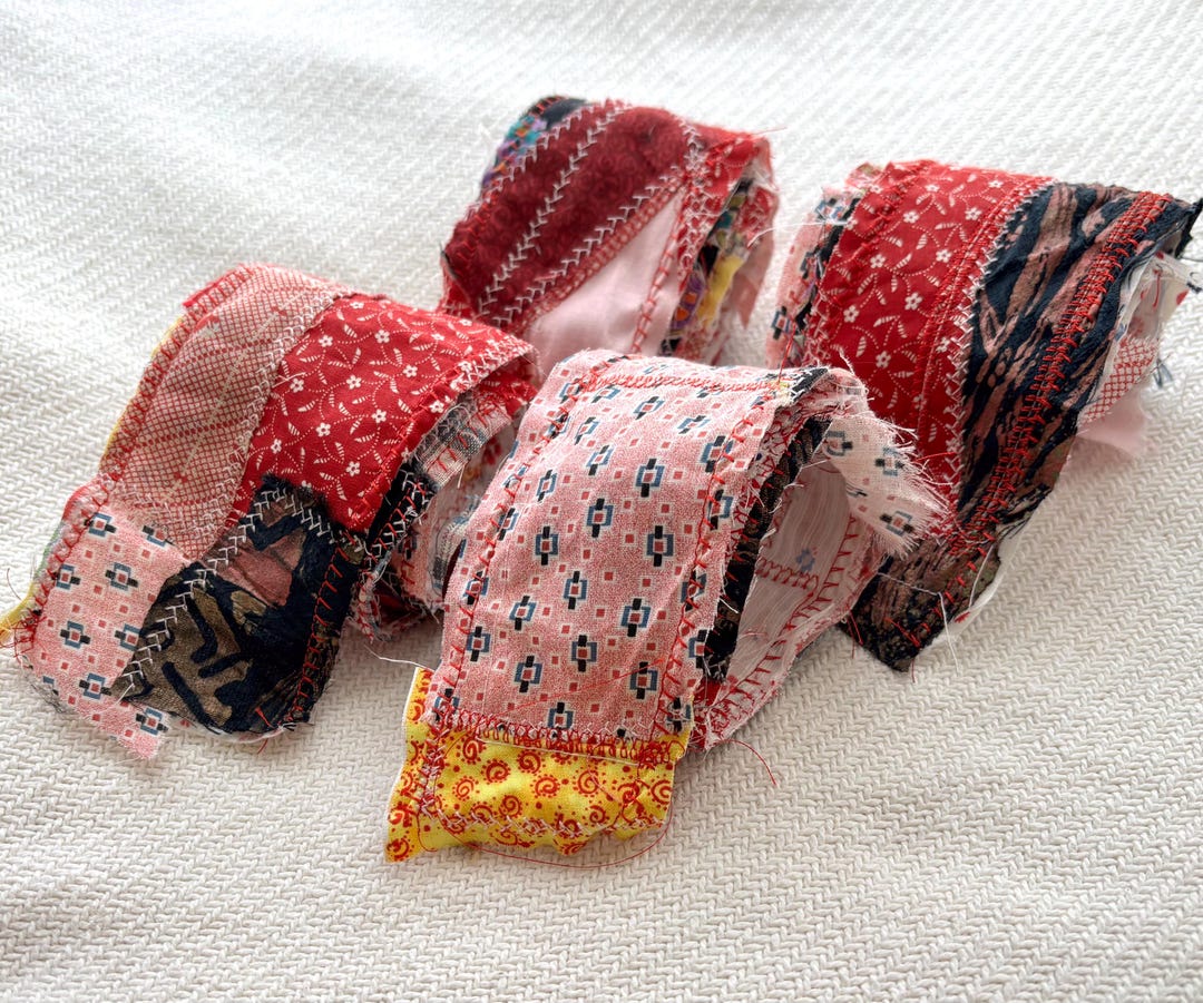 Junk Journal Snippet Roll: Crazy Quilt Repurposed Fabric Embellishment ...