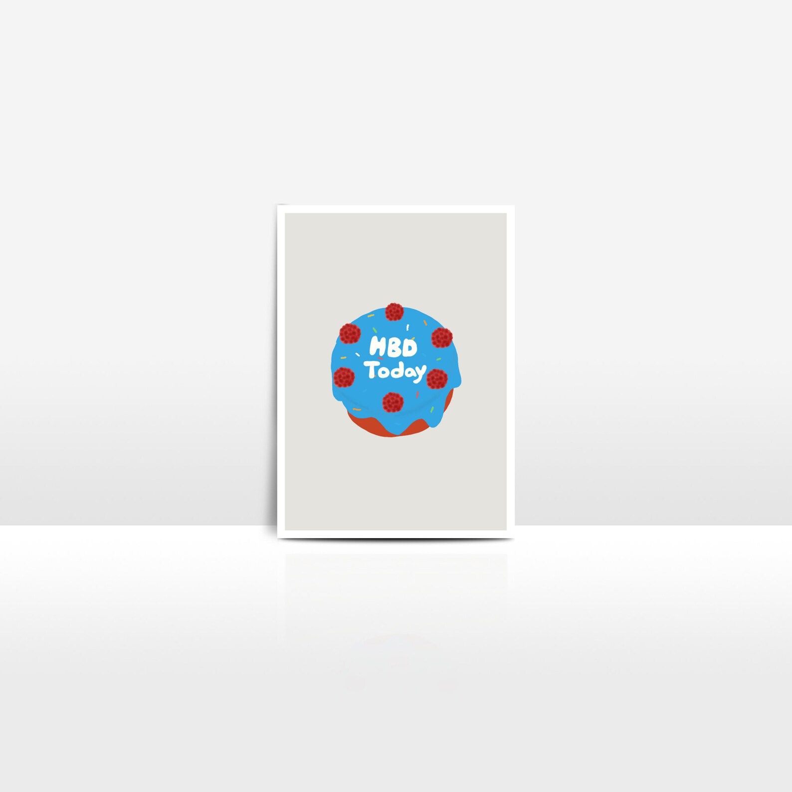 HBD, HBD Birthday Card, Raspberry Print, Unique Postcards, Printable ...