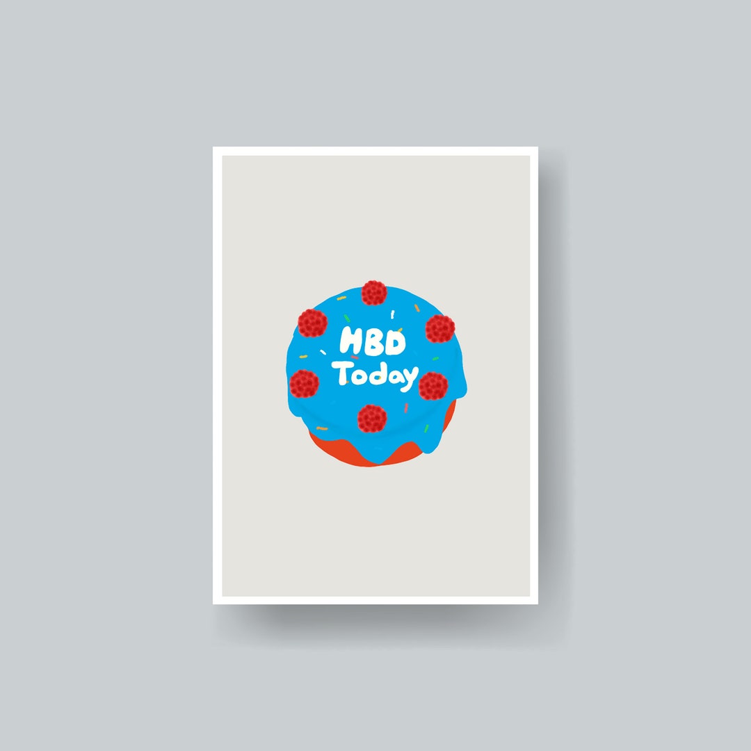 HBD, HBD Birthday Card, Raspberry Print, Unique Postcards, Printable ...