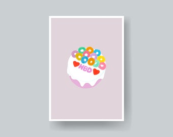 HBD HBD Birthday Card Raspberry Print Unique Postcards | Etsy