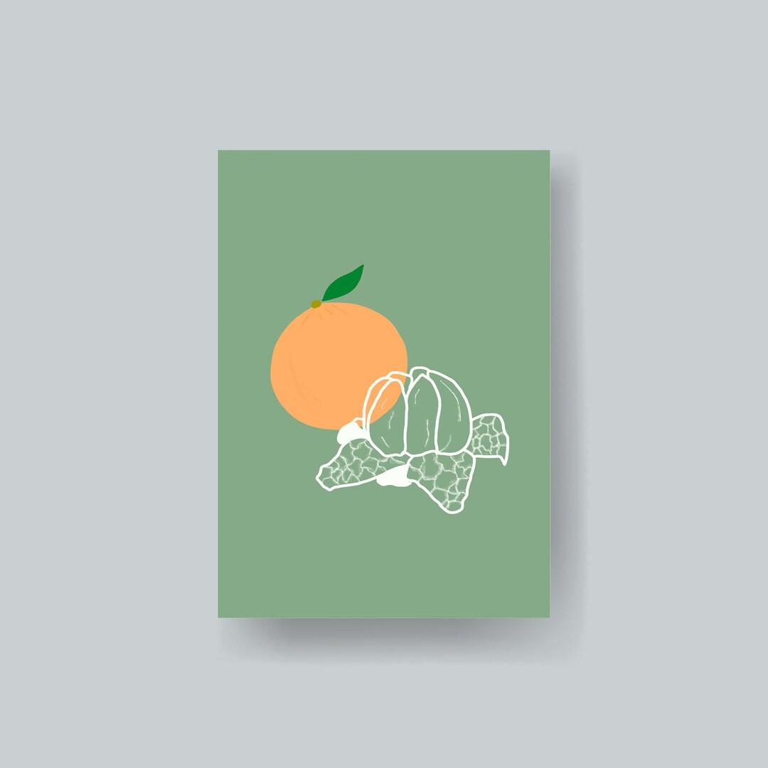 Orange Fruit Poster, Citrus Drawing, Kitchen Printable Art, Fruit ...
