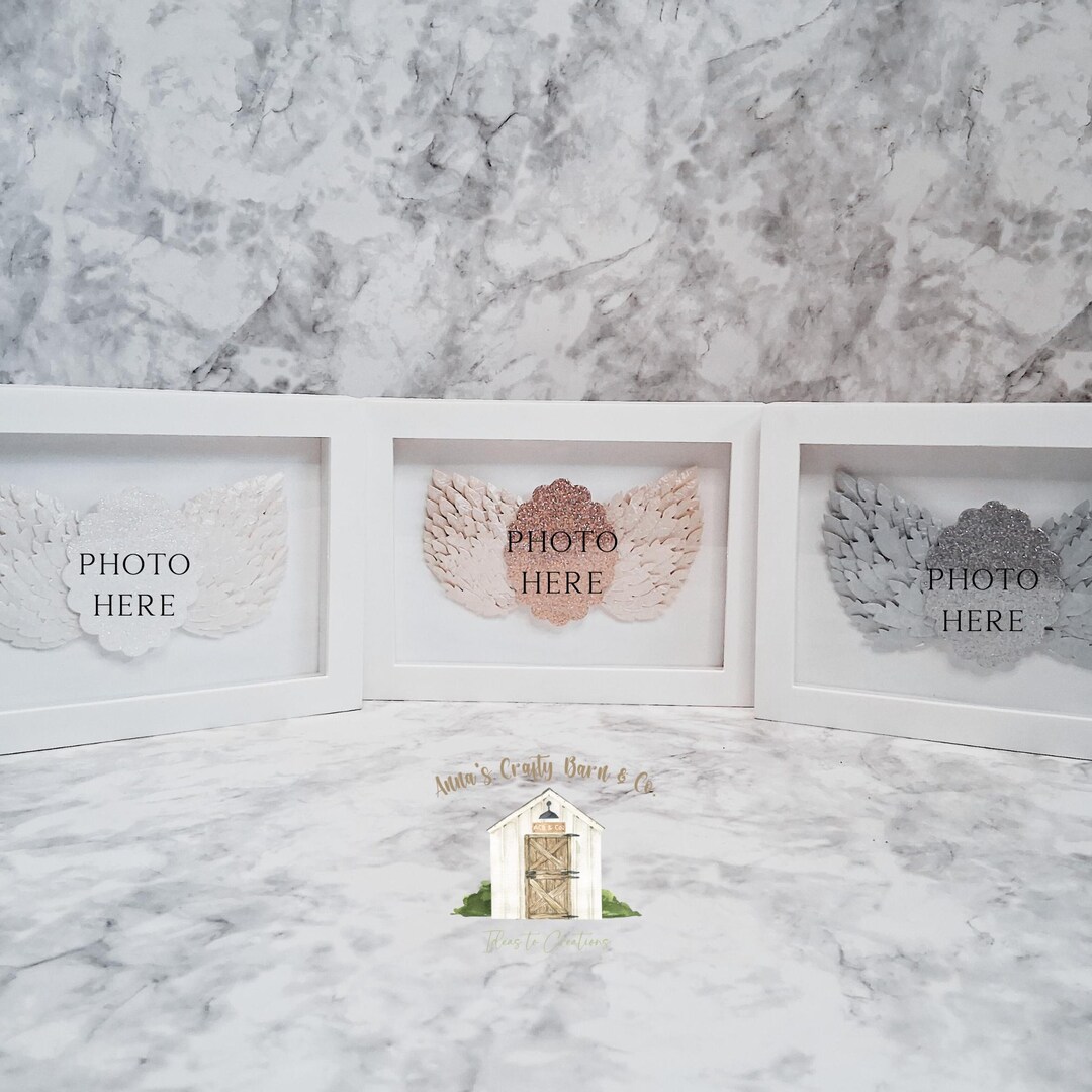Mini Memorial Shadow Box With Paper Wings & Photo |custom Remembrance ...