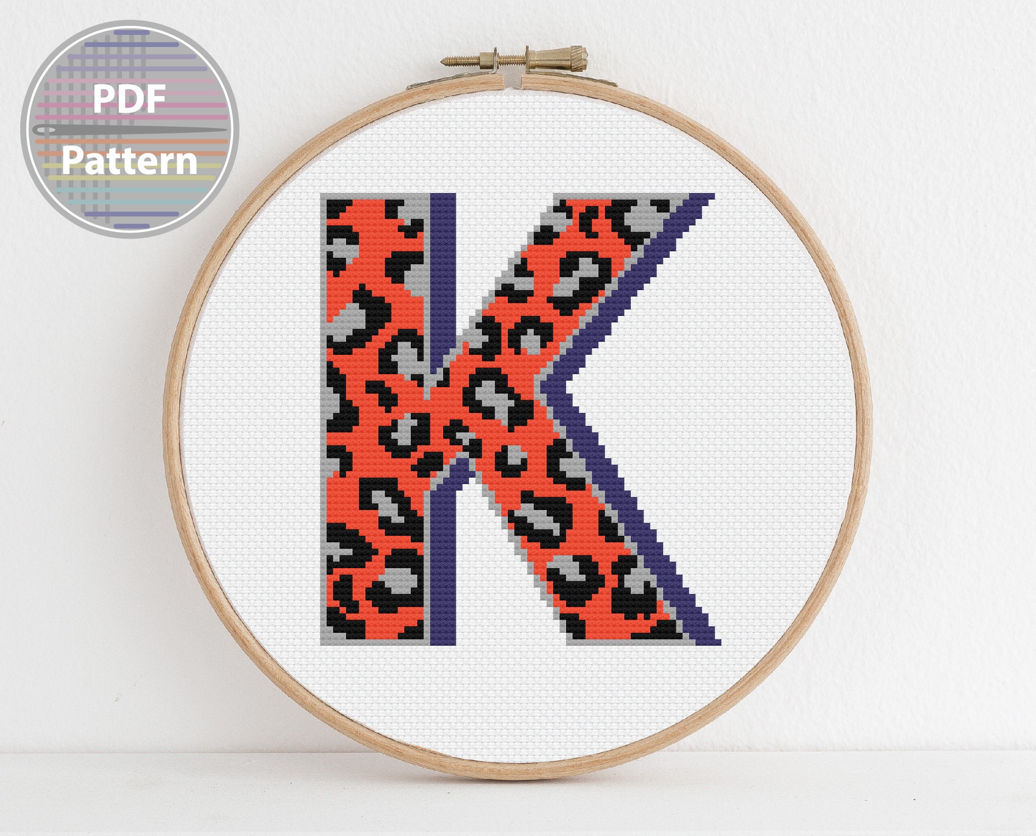 Letter I Leopard Print Cross Stitch Pattern Beginner Pattern PDF ...