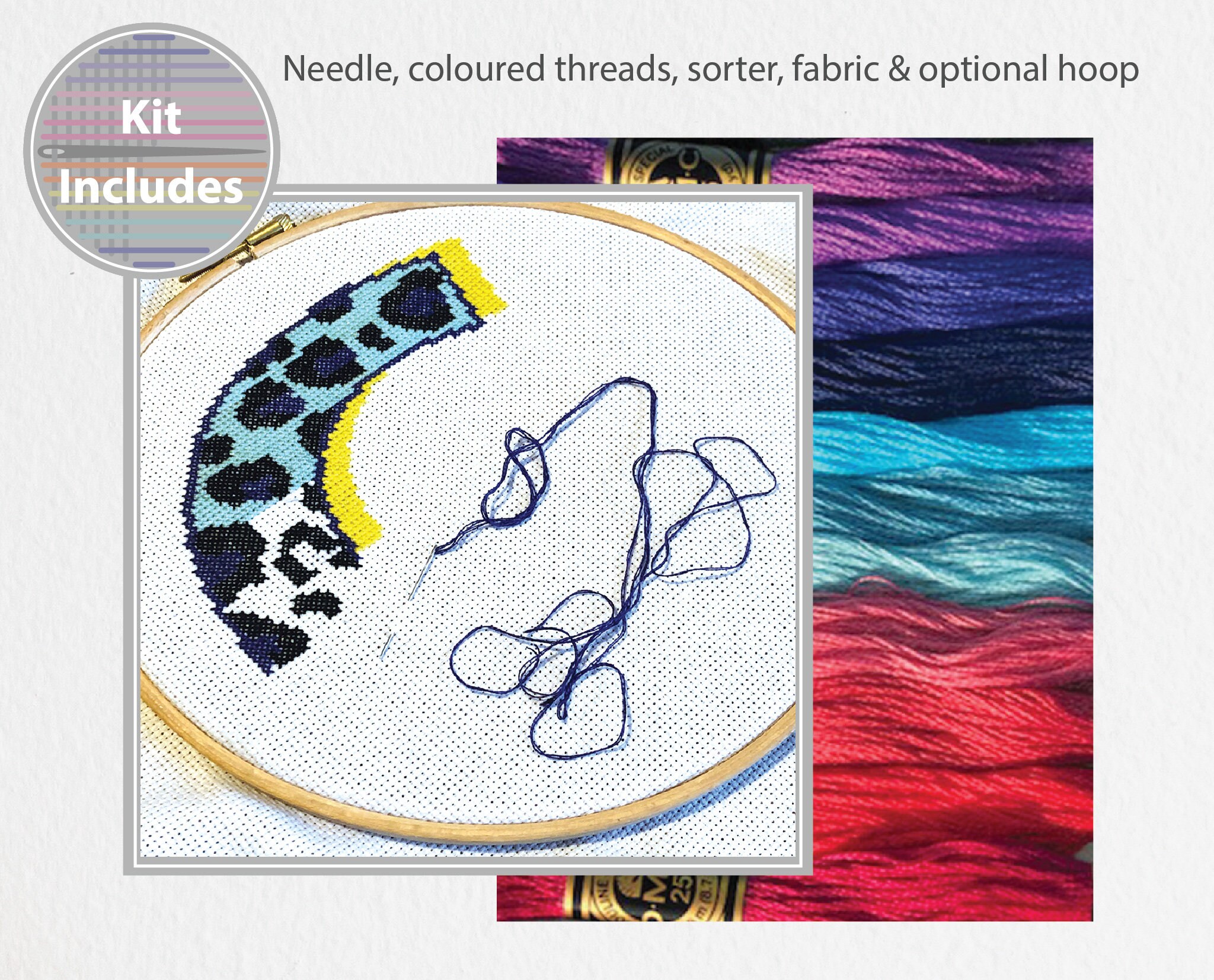 Letter C Leopard Print Cross Stitch Kit, Easy Craft Project, Animal ...