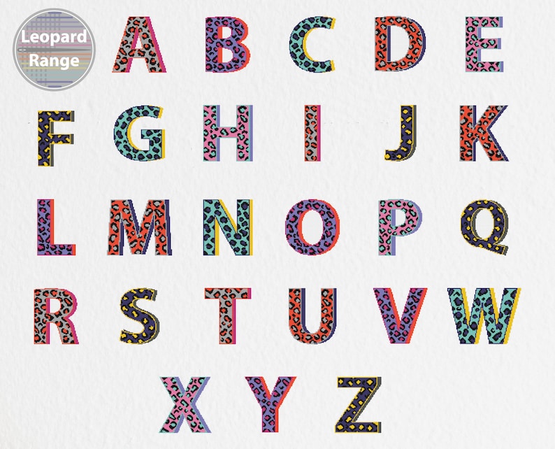 Letter K Leopard Print Cross Stitch Kit, Beginner Kit, Animal Print ...