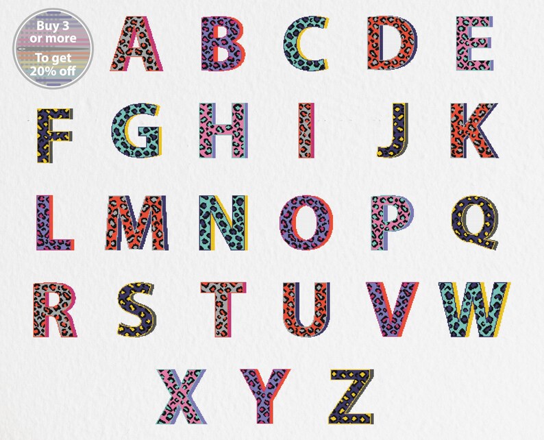 Letter P Leopard Print Cross Stitch Pattern, PDF Download, Beginner ...