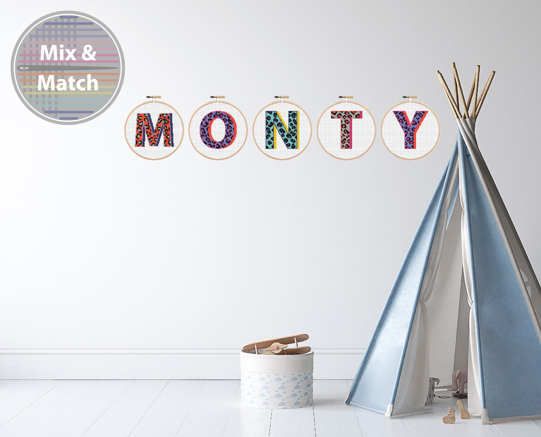 Letter H Leopard Print Cross Stitch Kit, Beginner Kit, Animal Print ...