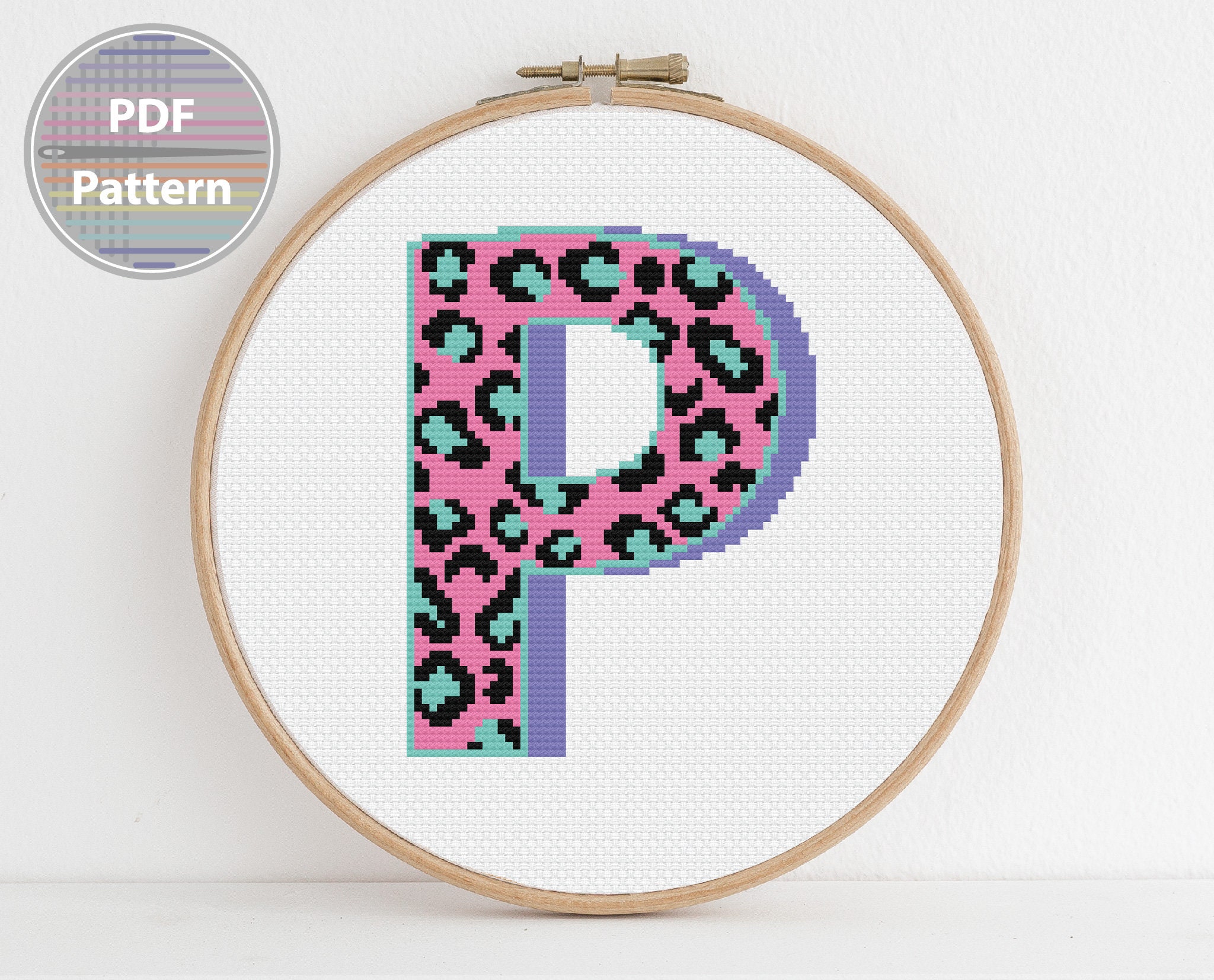 Letter P Leopard Print Cross Stitch Pattern, PDF Download, Beginner ...