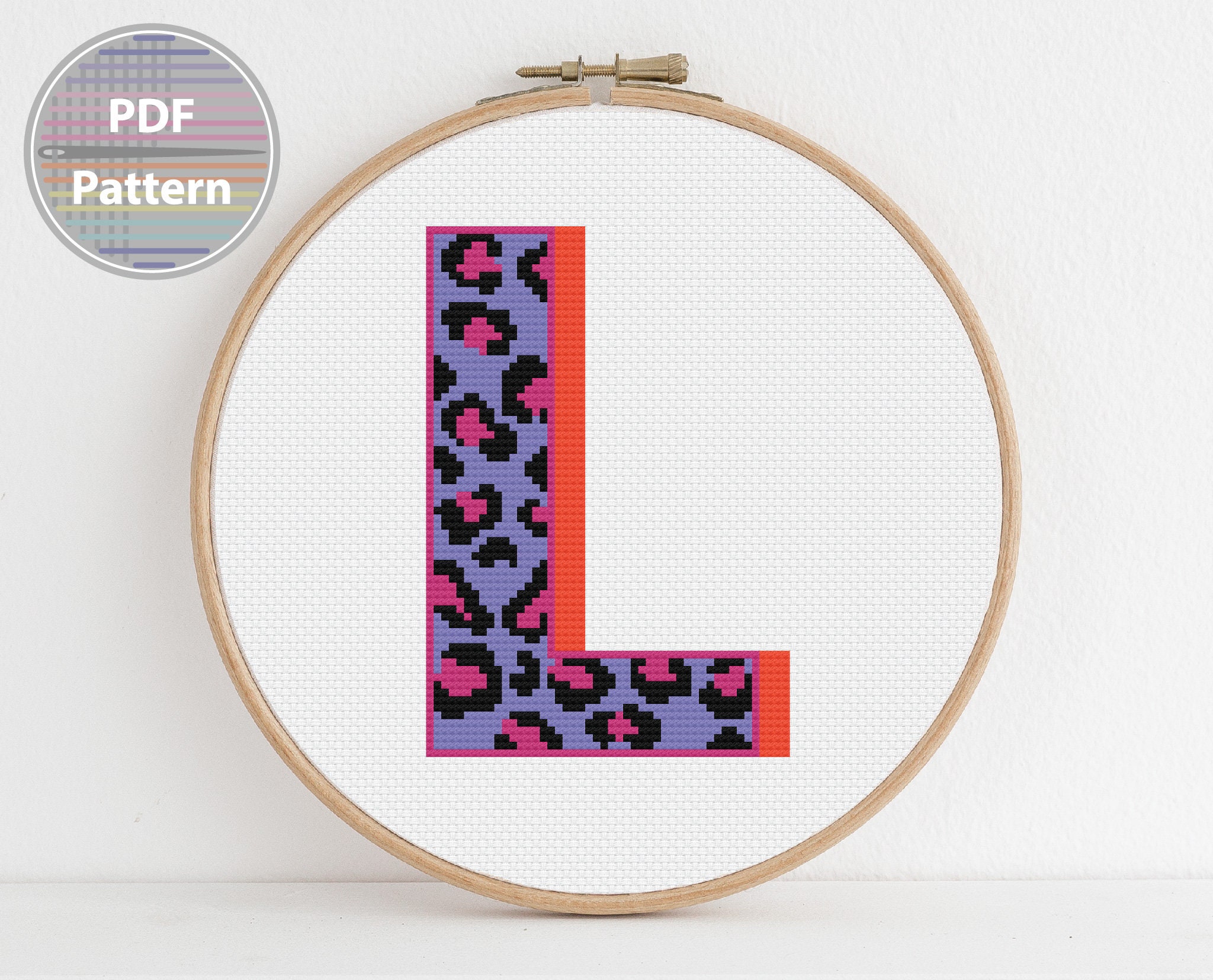 Letter L Leopard Print Cross Stitch Pattern, PDF Download, Beginner ...
