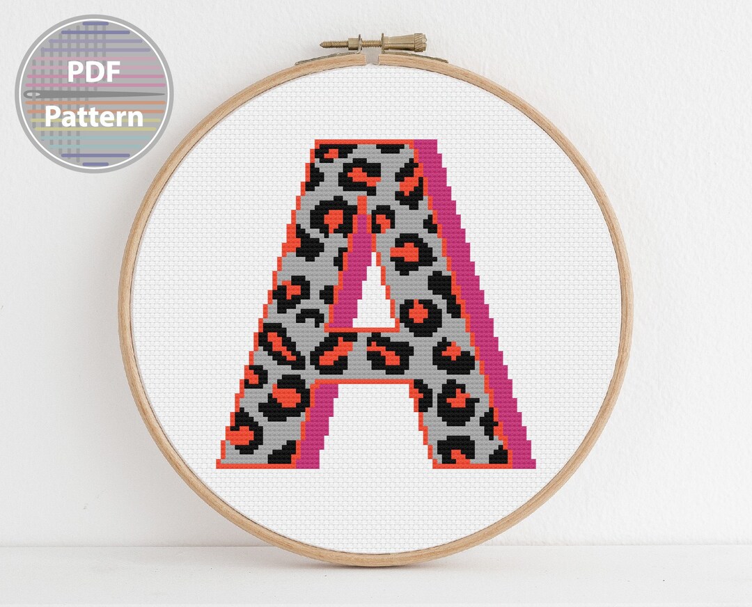Letter A Leopard Print Cross Stitch Pattern, PDF Download, Beginner ...