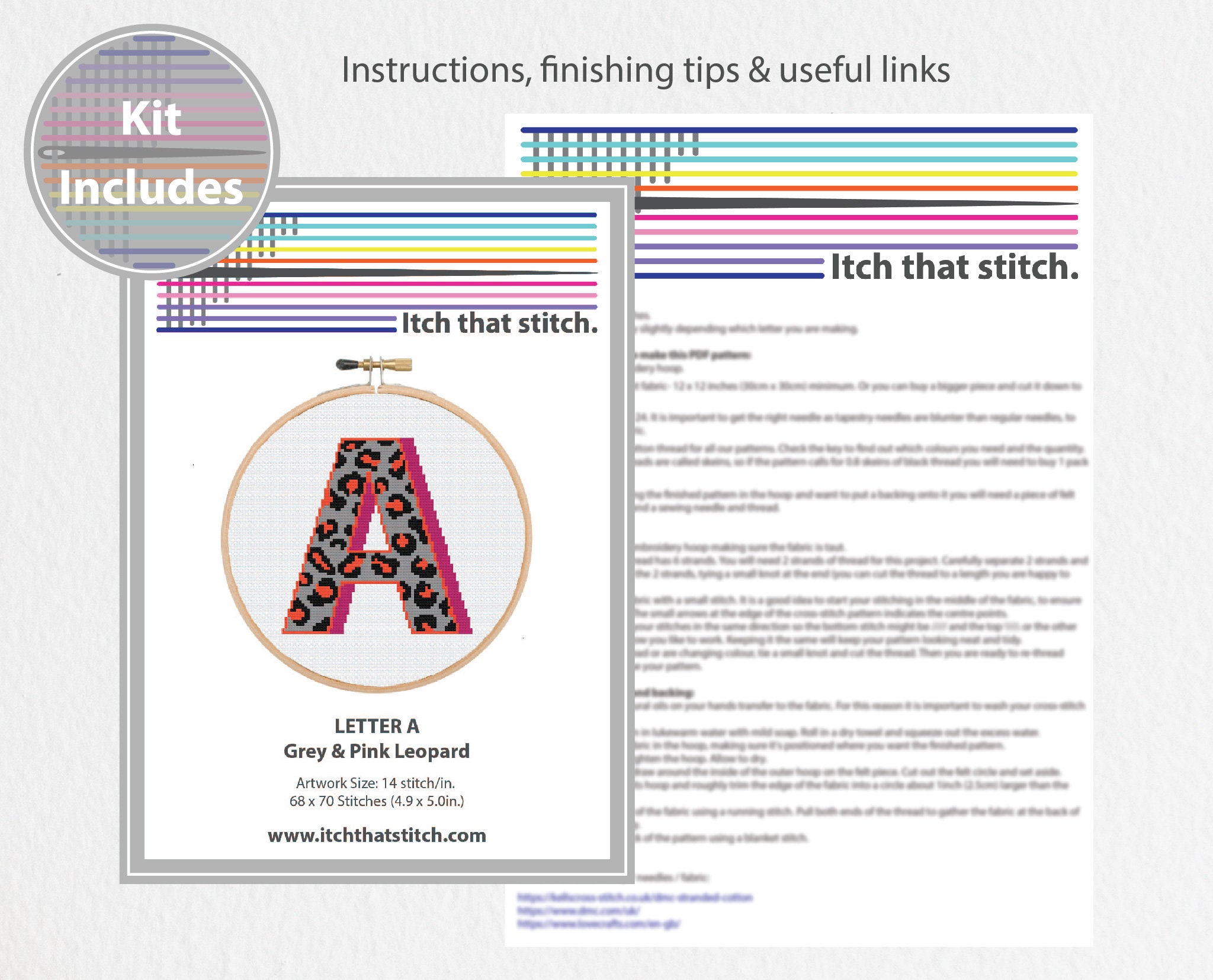 Letter J Leopard Print Cross Stitch Kit, Beginner Pattern, Personalised ...