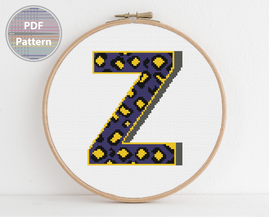 Letter Z Leopard Print Cross Stitch Pattern, PDF Download, Beginner ...
