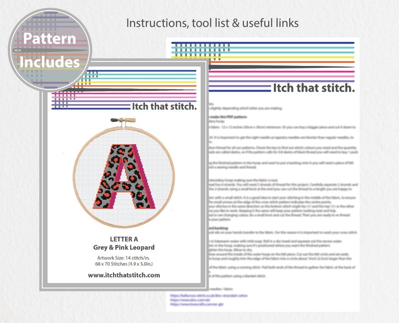 Letter T Leopard Print Cross Stitch Pattern, PDF Download, Beginner ...