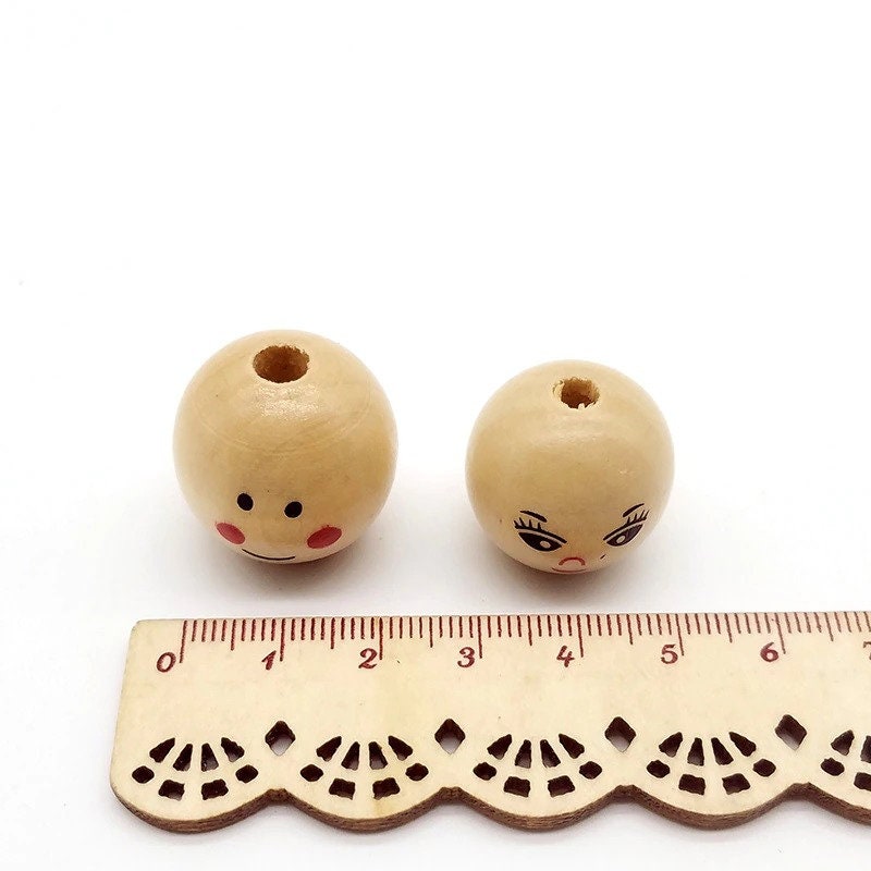 Wooden Face Beads Boy or Girl Face Pack of 20 - Etsy Australia
